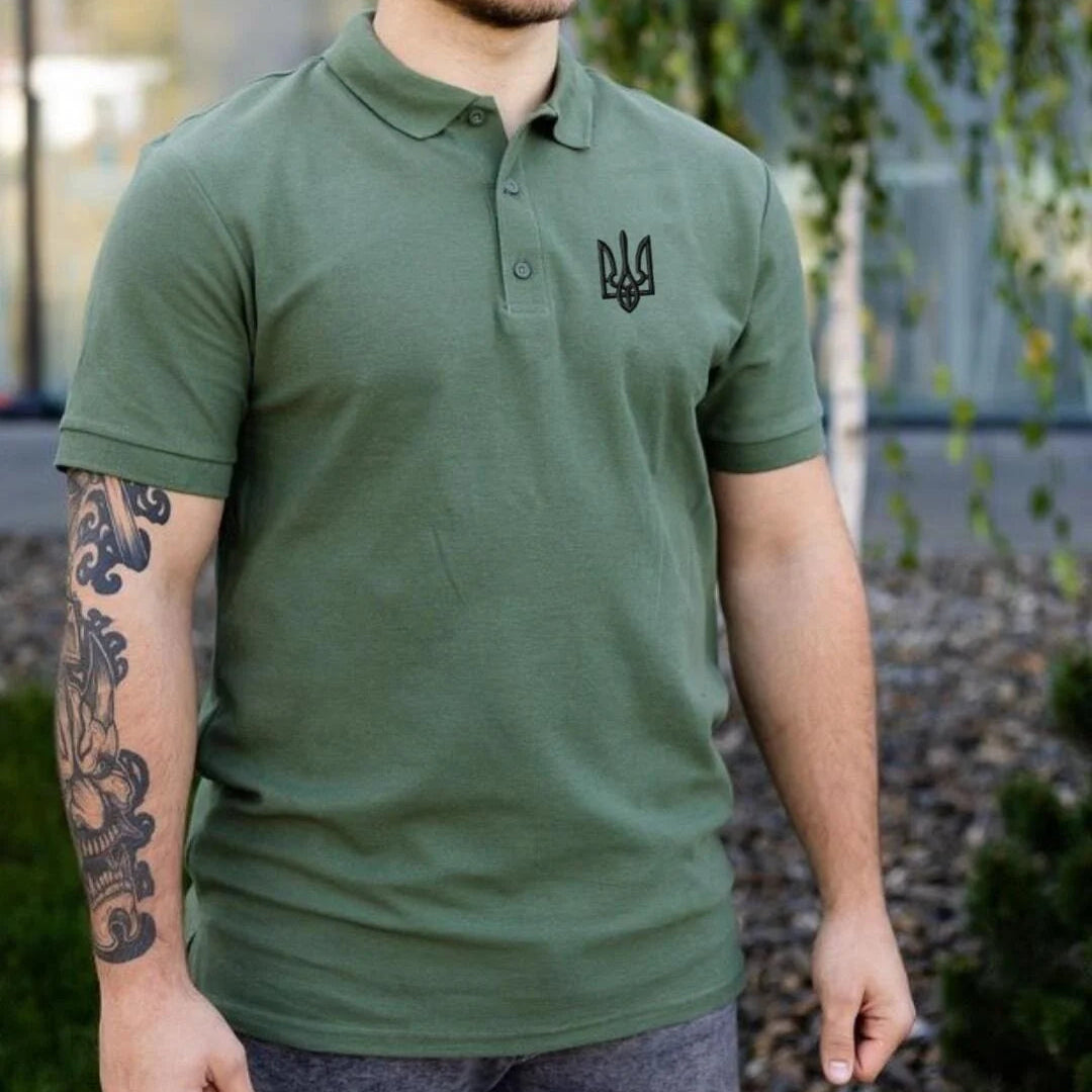 Ukraine Polo Shirt with Embroidered Trident